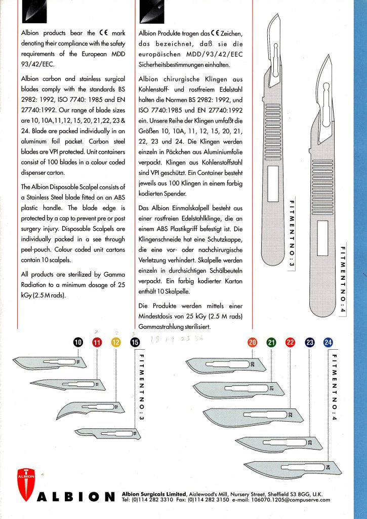 Scalpel Blade, Albion UK (not medical device, only for professional lab ...
